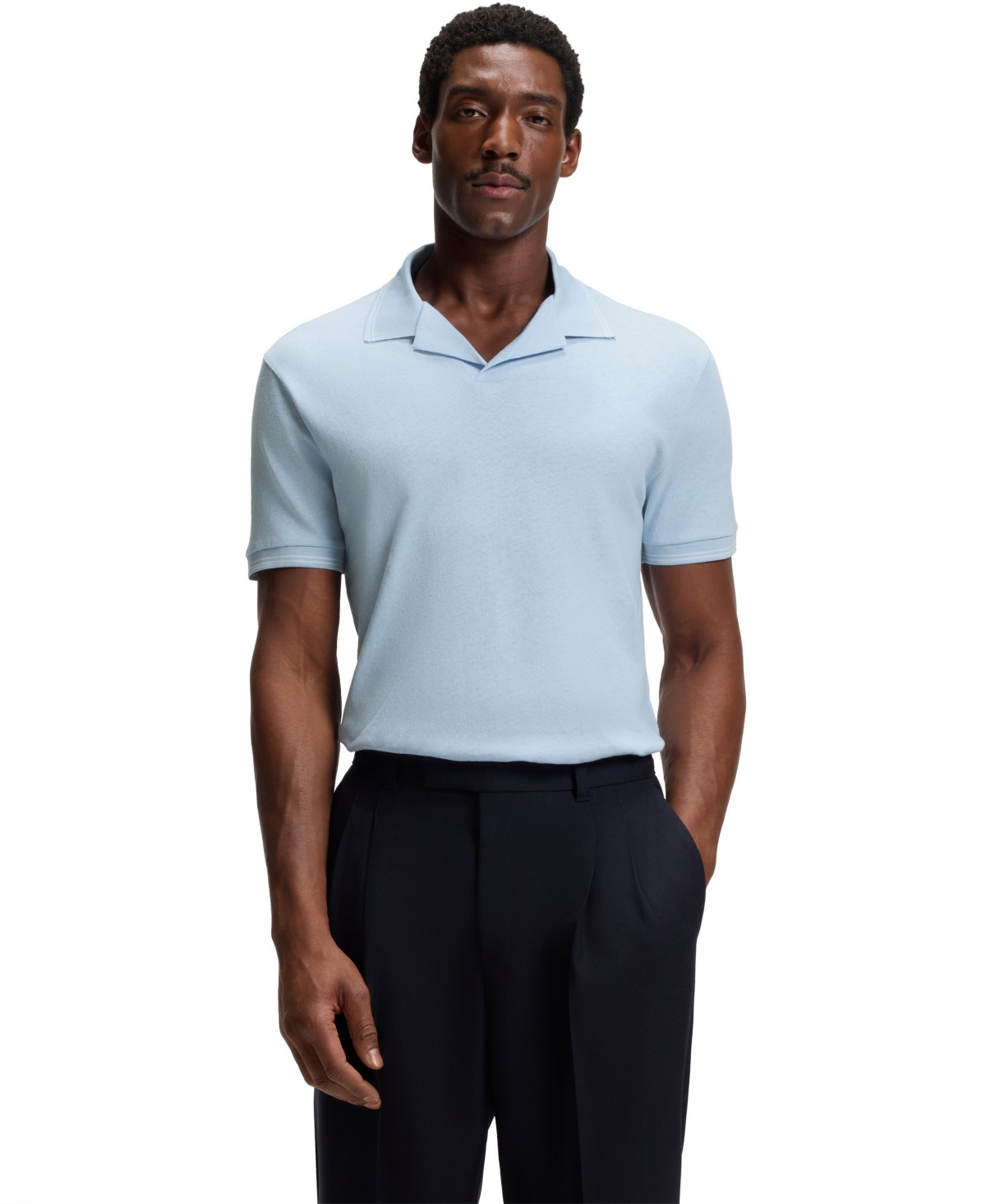 Click here for Boss by Hugo Boss Mens Cotton-Linen Johnny Collar... prices