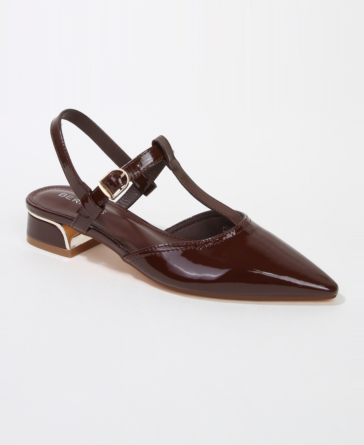 Click here for Berness Womens Cristian T-Strap Slingbacks - Brown prices