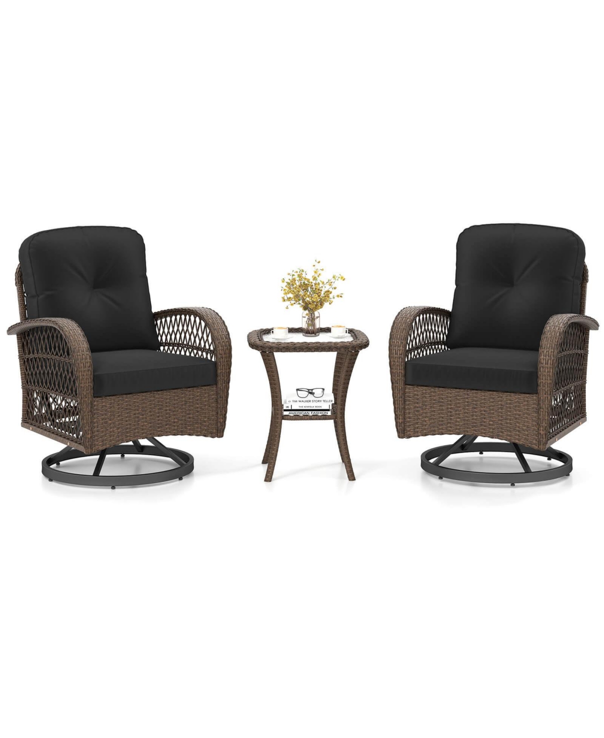 Click here for 3 Pcs Patio Swivel Rocker Set Gliding Bistro Furni... prices