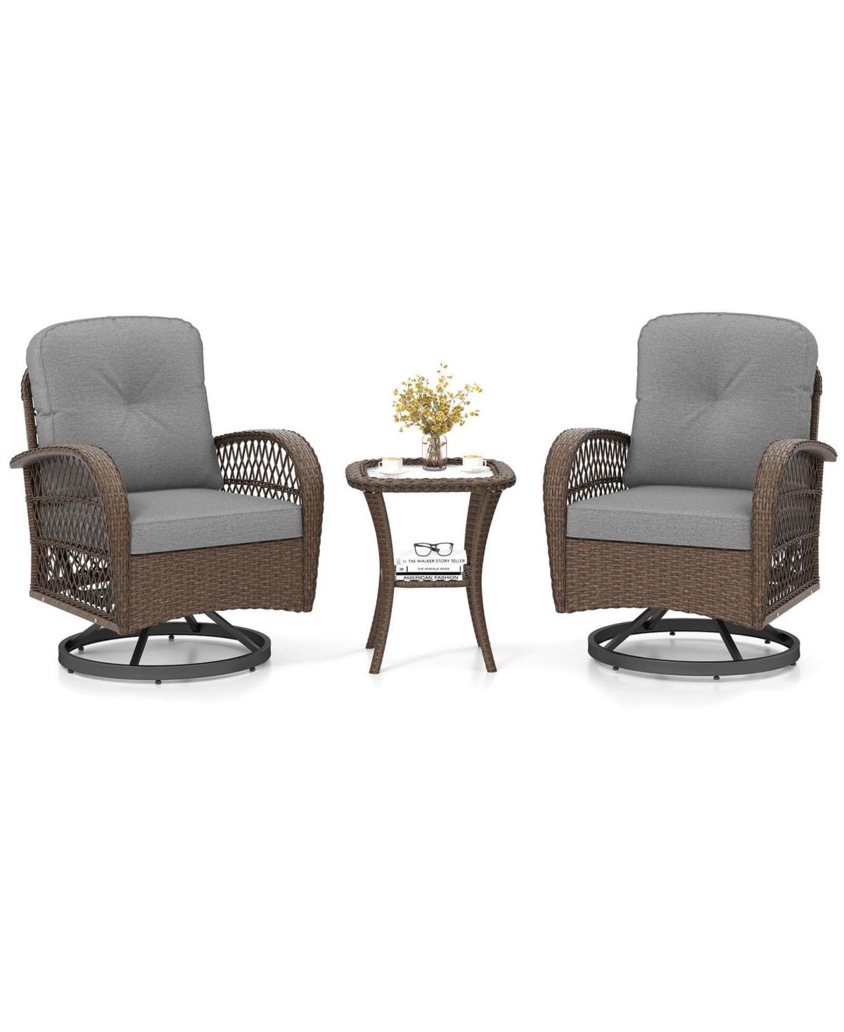 Click here for 3 Pcs Patio Swivel Rocker Set Gliding Bistro Furni... prices