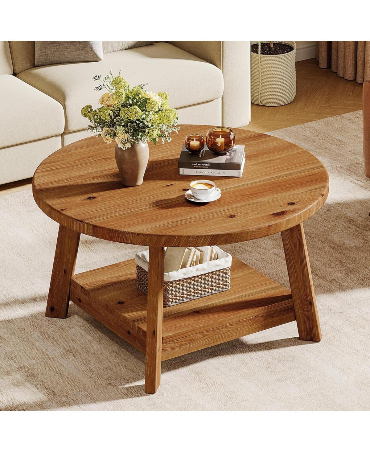 Click here for Tribesigns Solid Wood Round Coffee Table for Livin... prices