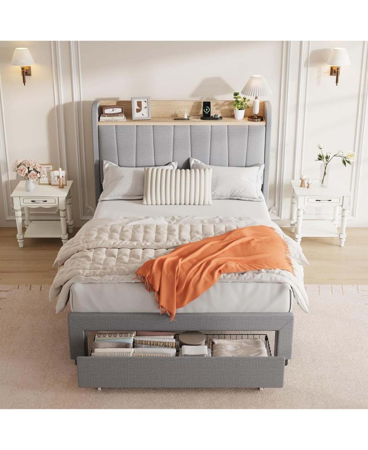 Click here for gaomon Bed Frame with Storage Headboard  Upholster... prices