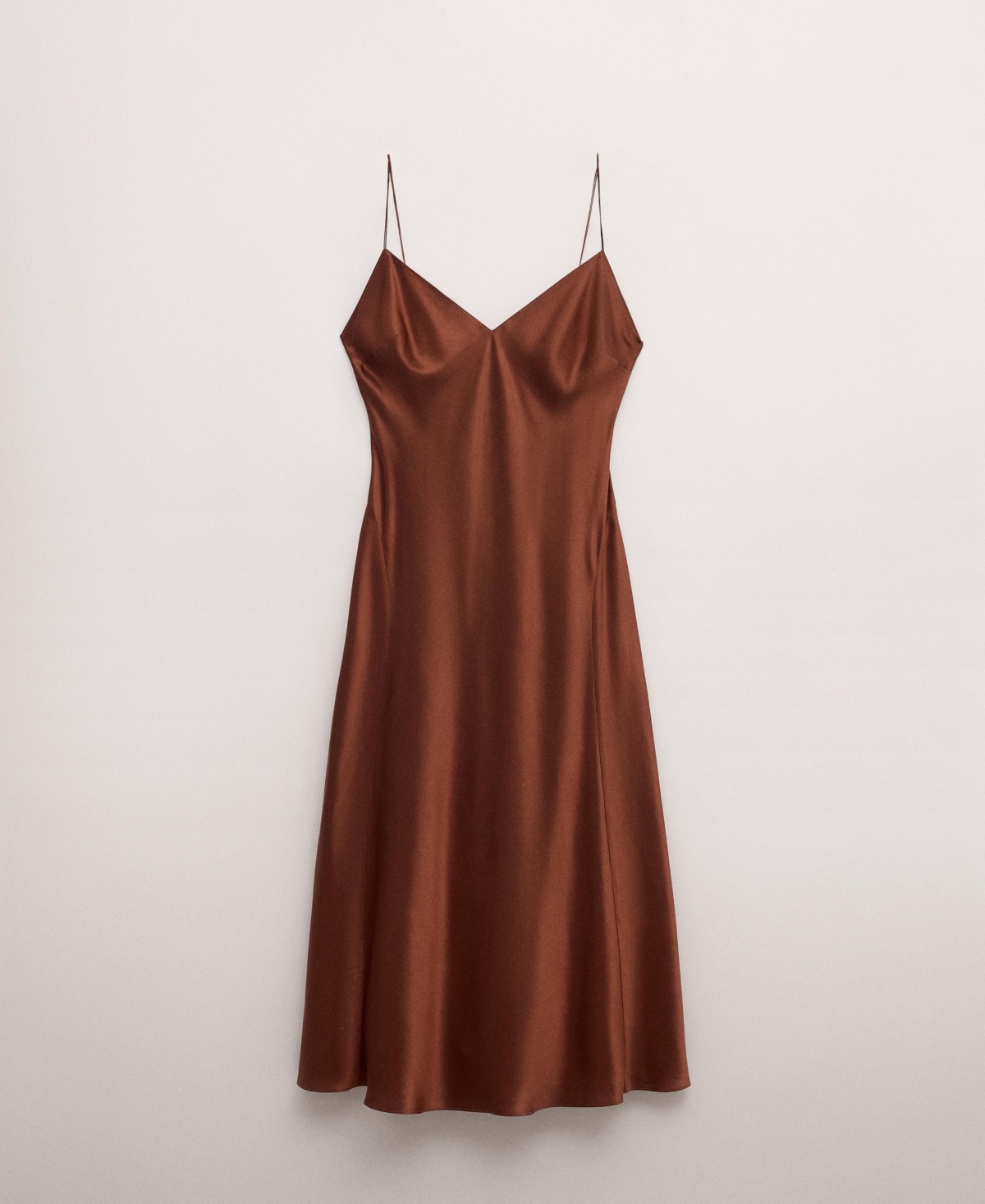Click here for Mango Womens Satin Silk Blend Dress - Burnt Orange prices