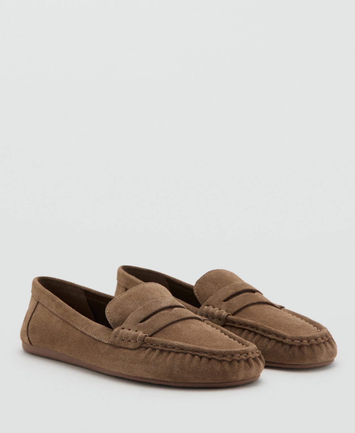 Click here for Mango Womens Suede Penny Loafers - Medium Brown prices