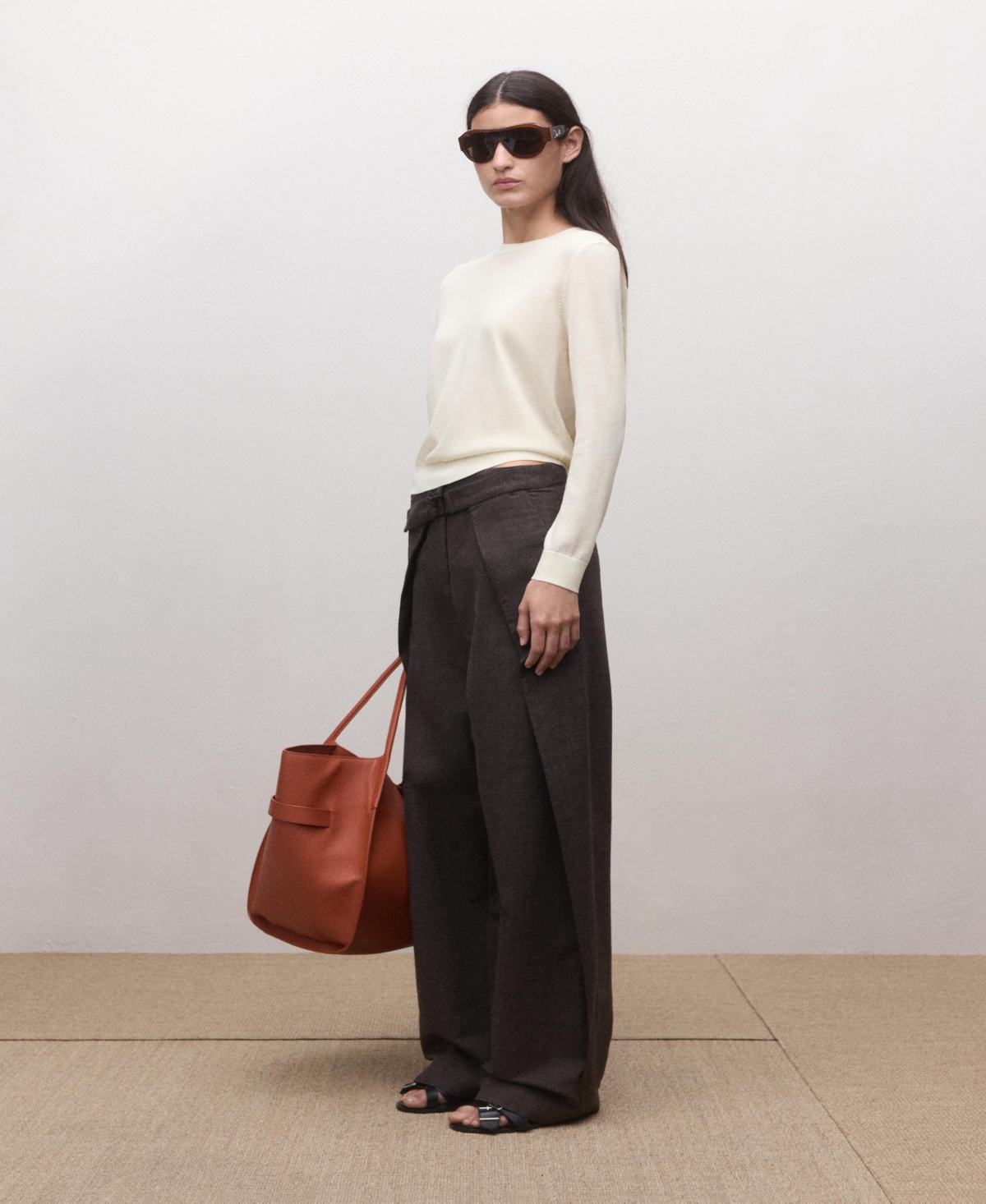 Click here for Mango Womens Wool Round-Neck Sweater - Ecru prices