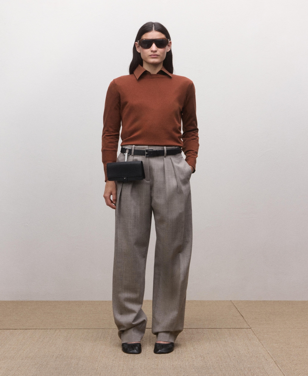 Click here for Mango Womens Wool Round-Neck Sweater - Russet prices