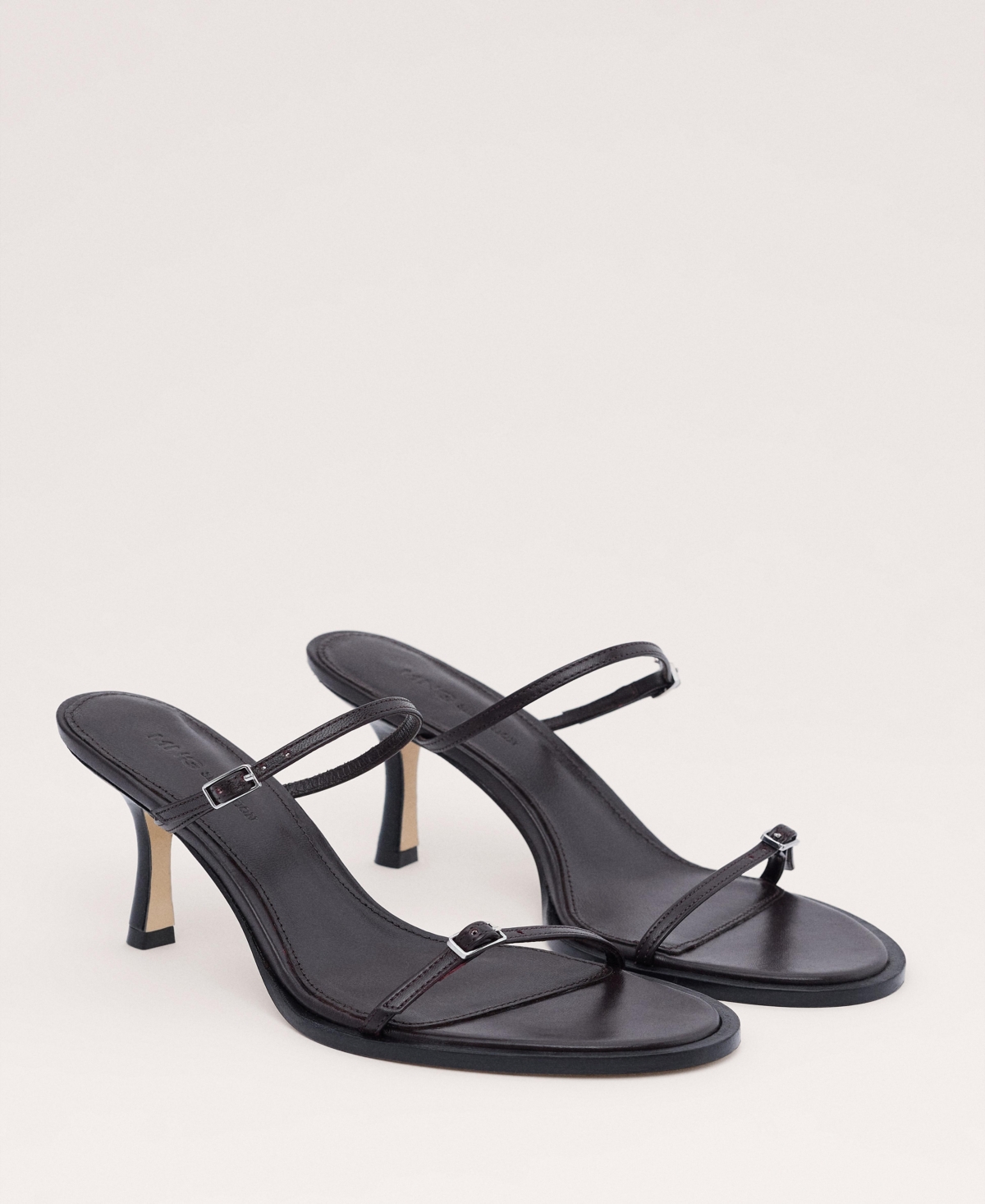 Click here for Mango Womens Leather Strappy Buckle Sandals - Choc... prices