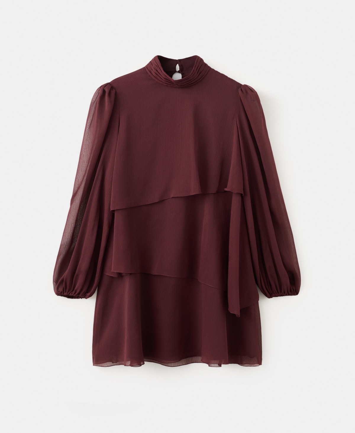 Click here for Mango Womens Draped Collar Ruffled Dress - Burgund... prices