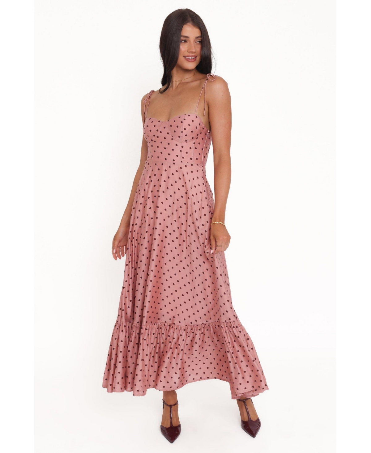 Click here for Petal and Pup Womens Ayana Midi Dress - Pink polka... prices