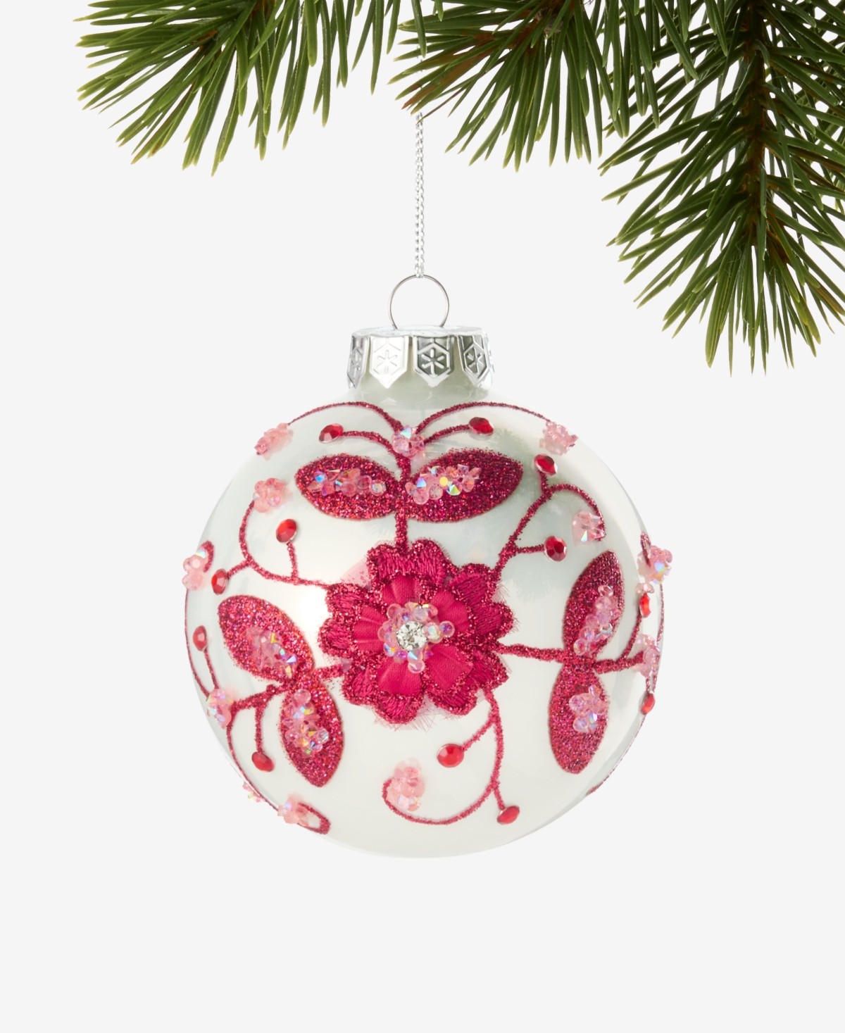Click here for Holiday Lane Holiday Toile Floral Pattern Ball Orn... prices
