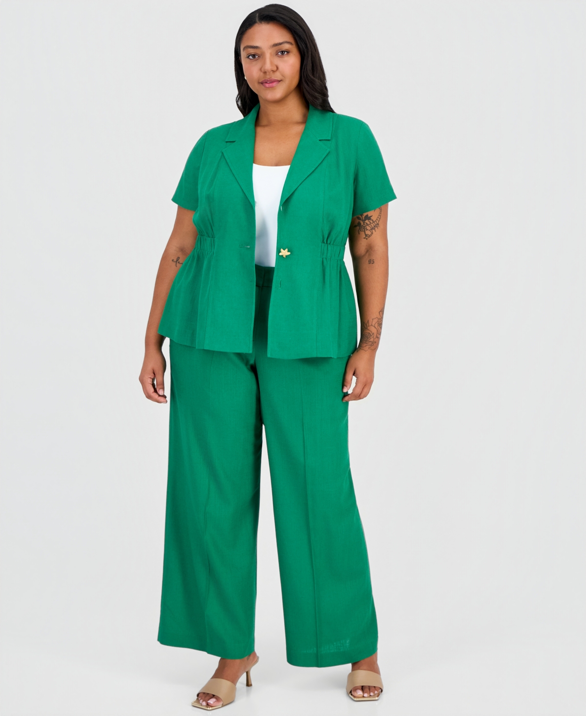 Click here for Tahari Asl Womens Mid-Rise Wide-Leg Pants - Parake... prices