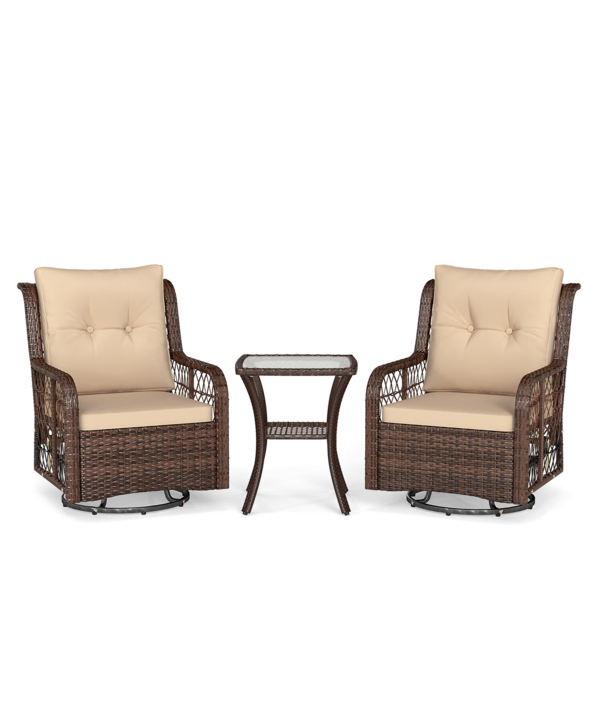 Click here for Gymax Set Of 3 Patio Furniture w/ 2-Tier Side Tabl... prices