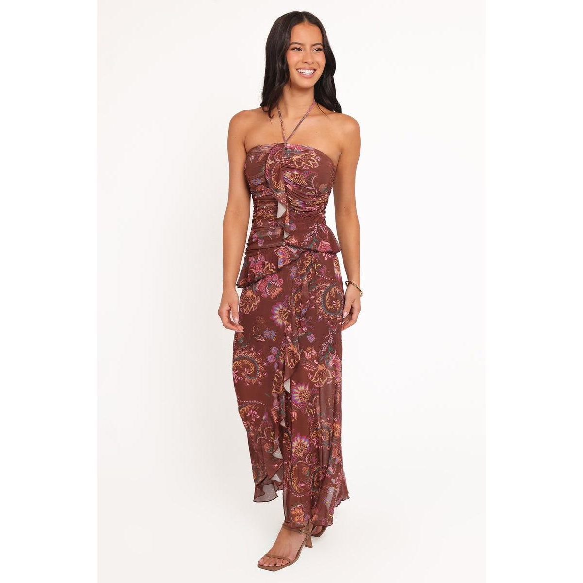 Click here for Petal and Pup Womens Sorbet Midi Dress - Brown flo... prices