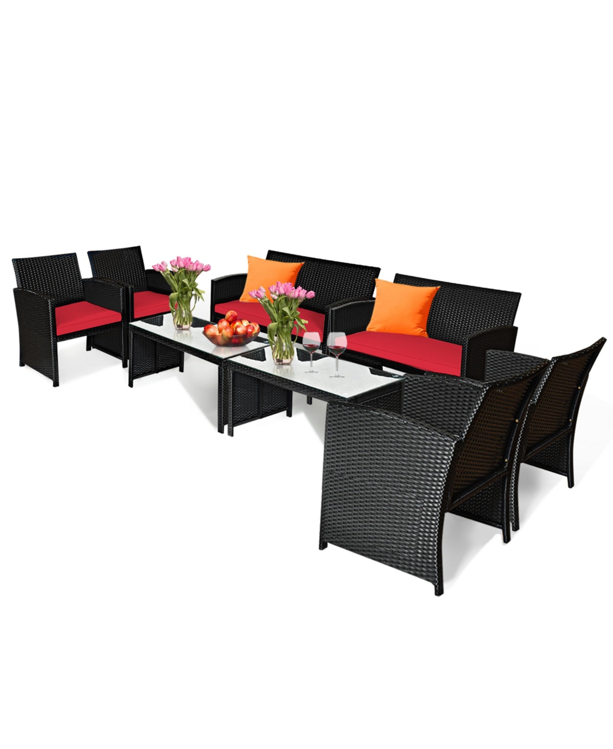 Click here for Gymax 8PCS Rattan Outdoor Conversation Set Patio F... prices