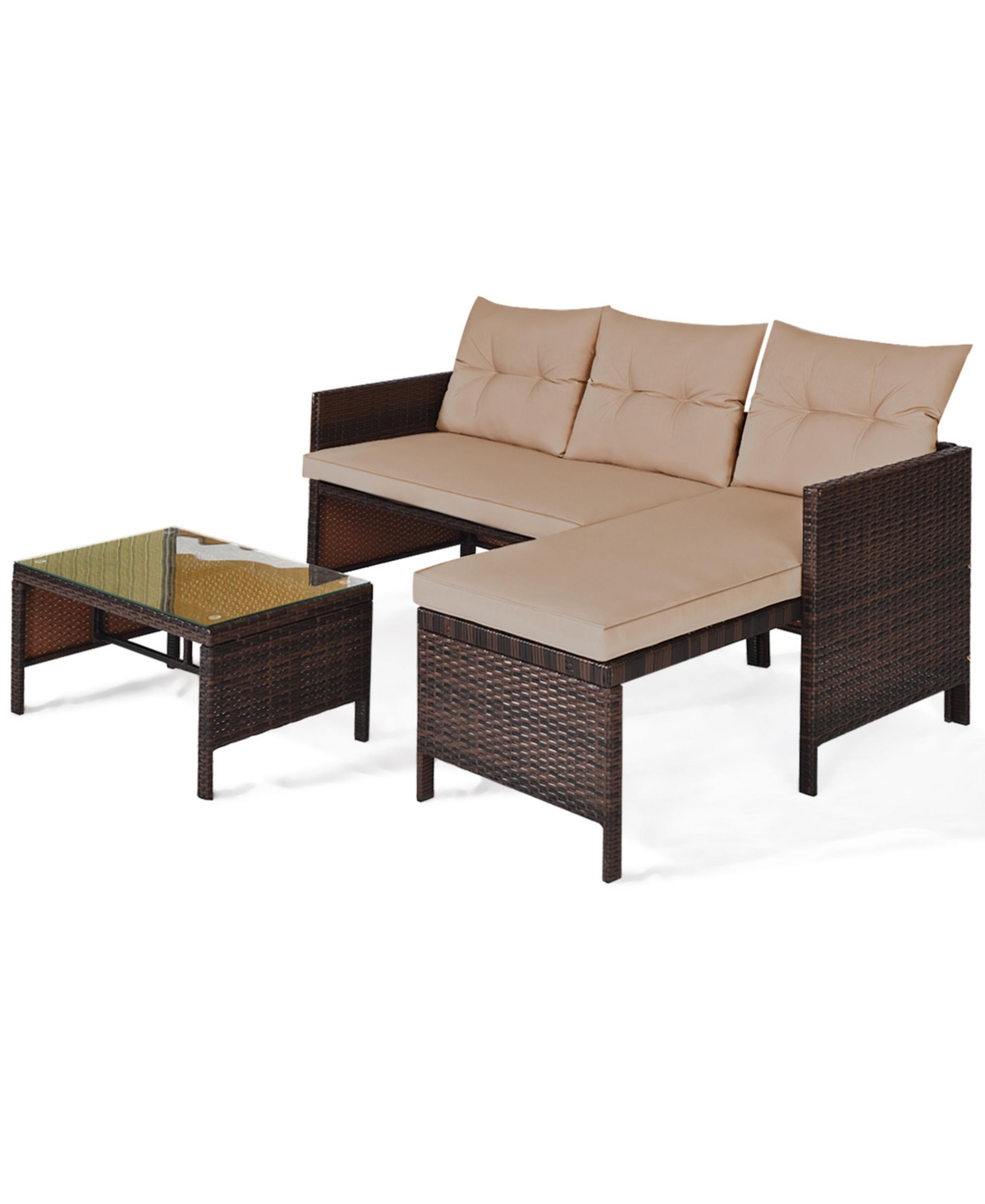 Click here for Gymax 3PC Rattan Furniture Sofa Lounge Chaise Set... prices