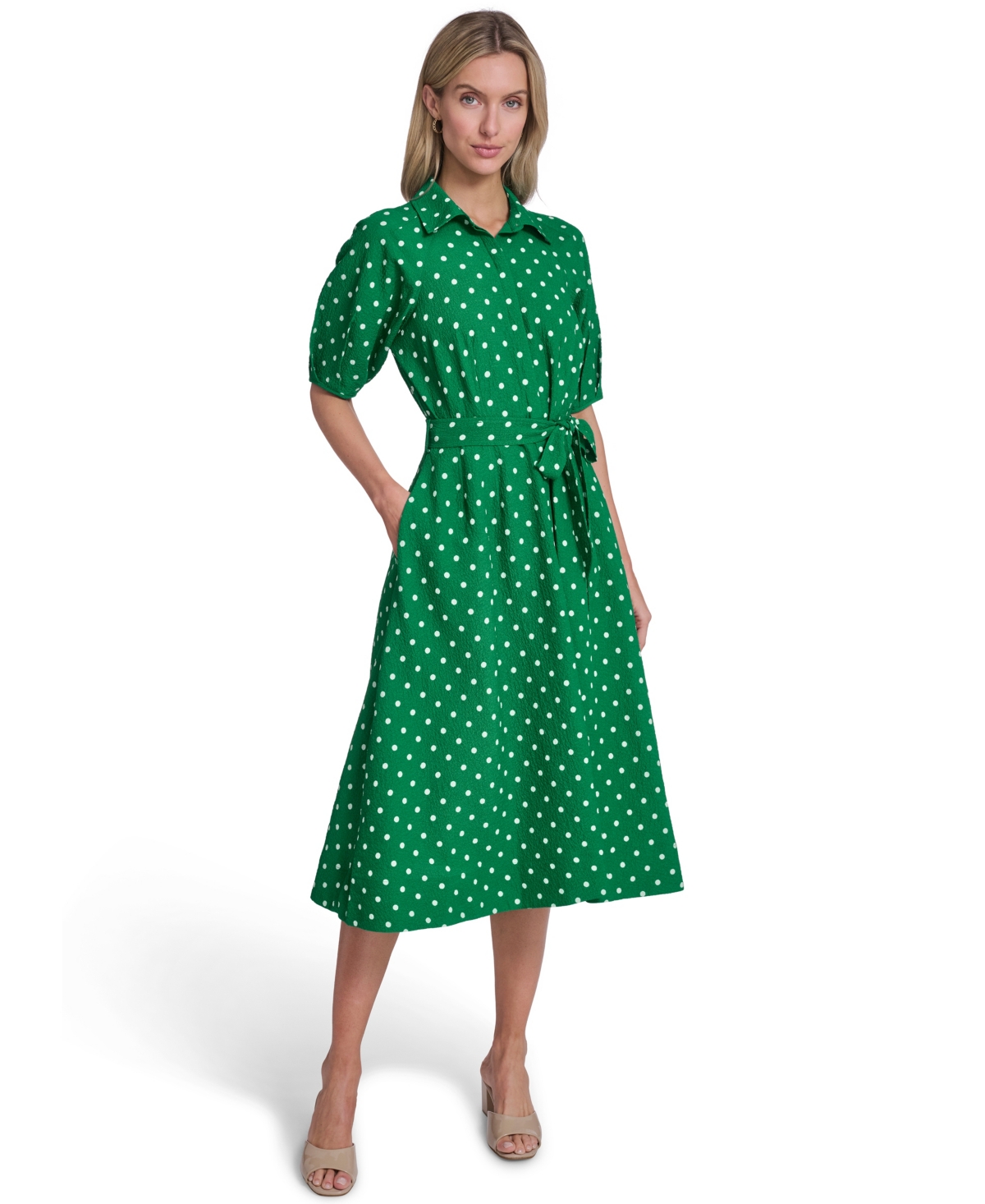 Click here for Calvin Klein Womens Collared Neck Belted Shirt Dre... prices