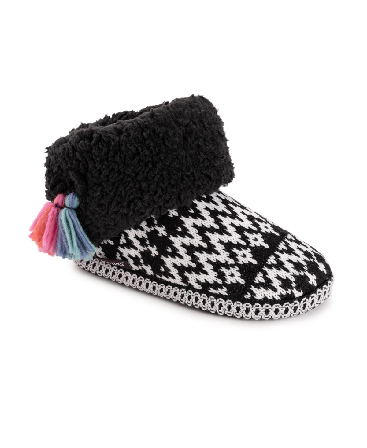 Click here for Muk Luks Womens Melinda Cuff Boot Slippers - Black prices