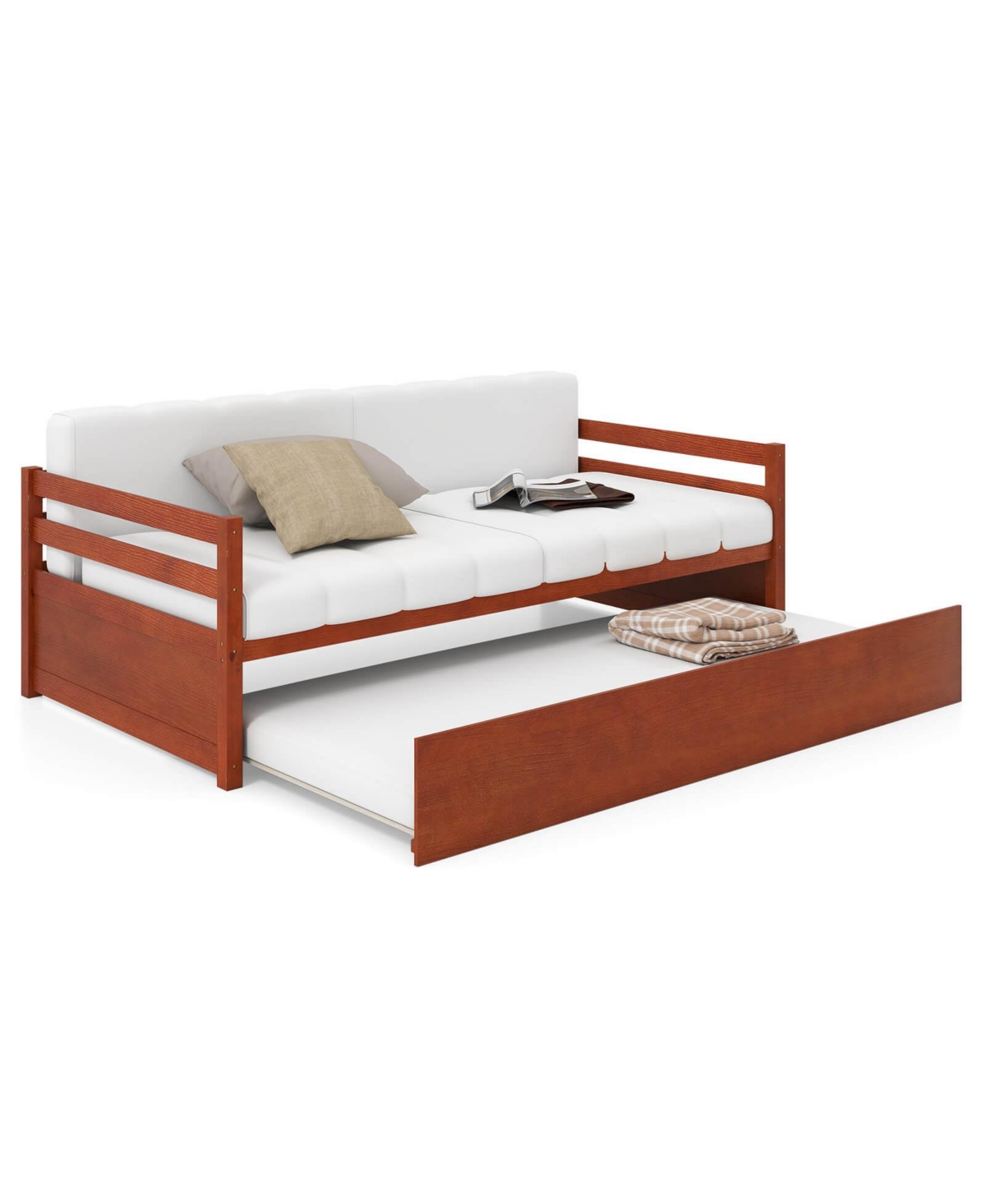 Click here for Costway Twin Size Trundle Daybed Wooden Slat Suppo... prices