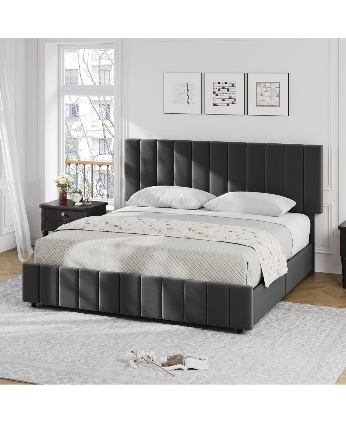 Click here for gaomon King Upholstered Bed Frame 4 Storage Drawer... prices