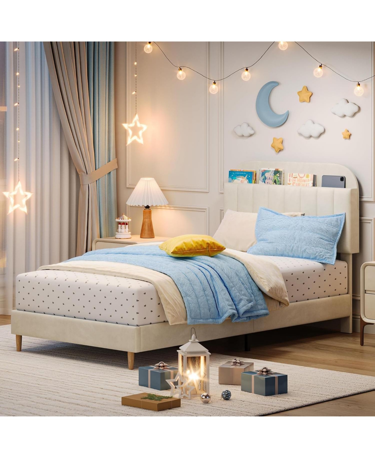 Click here for gaomon Storage Headboard  Velvet Upholstered Platf... prices