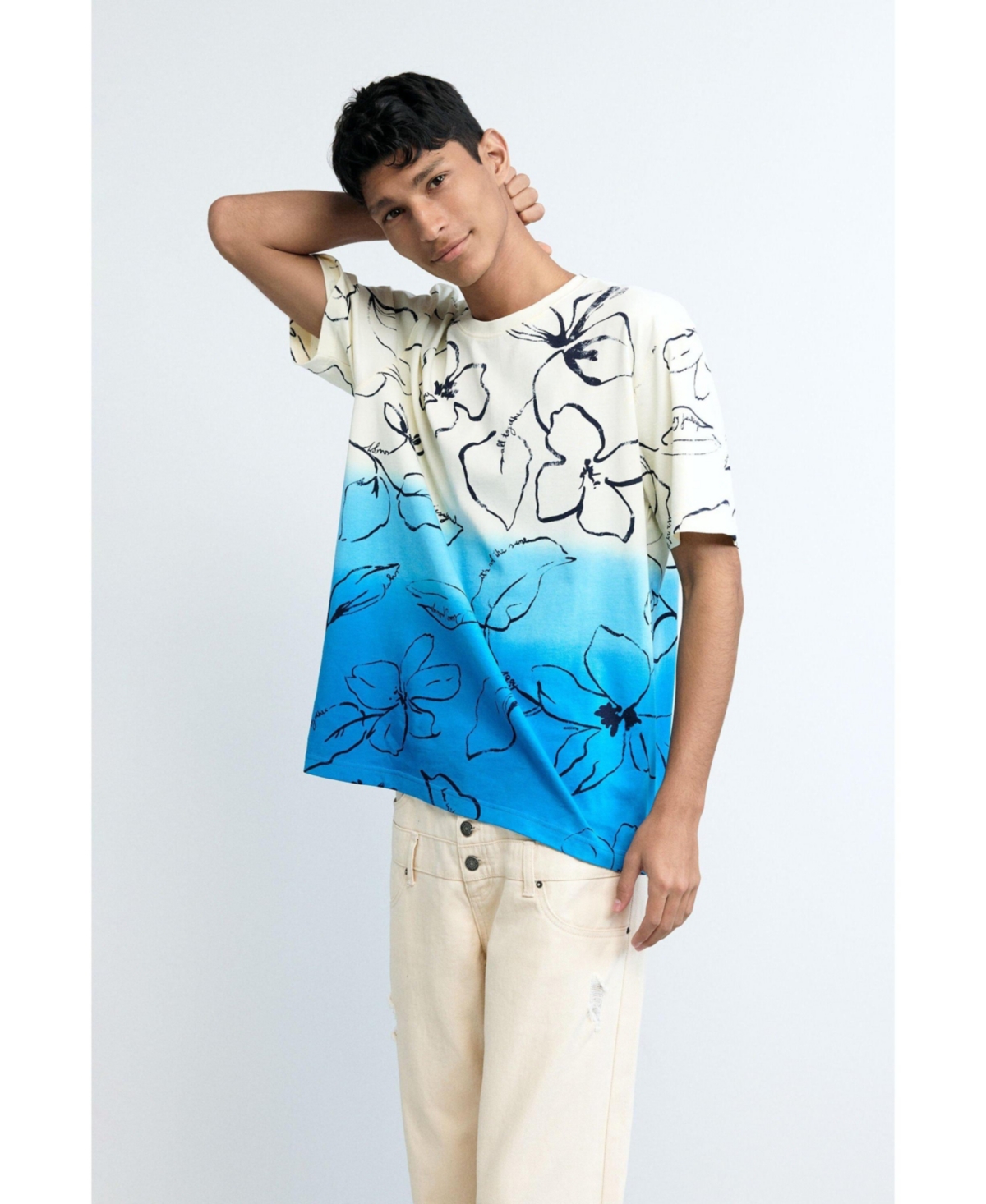 Click here for Desigual Mens Tropical Gradient T-shirt - Off whit... prices