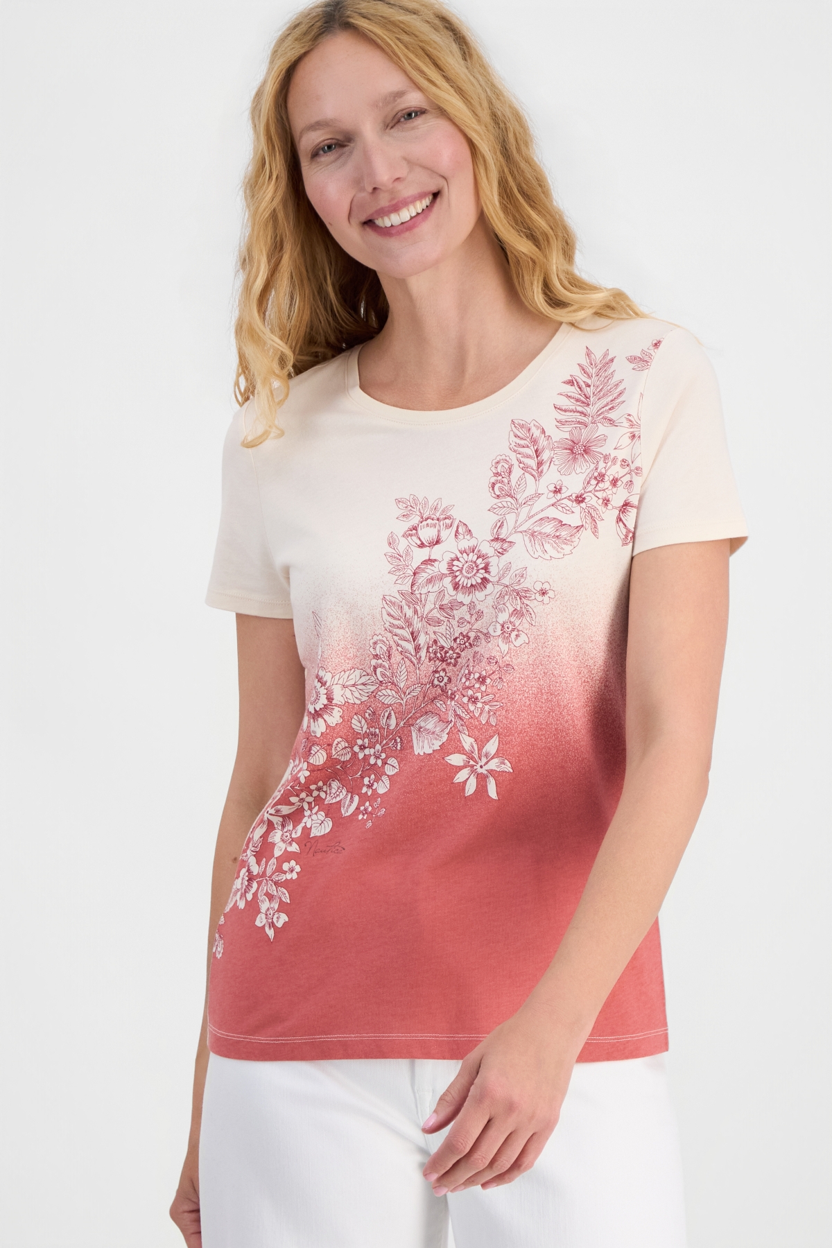 Click here for Nautica Womens Ombre Graphic Tee - Mineral Red Mul... prices