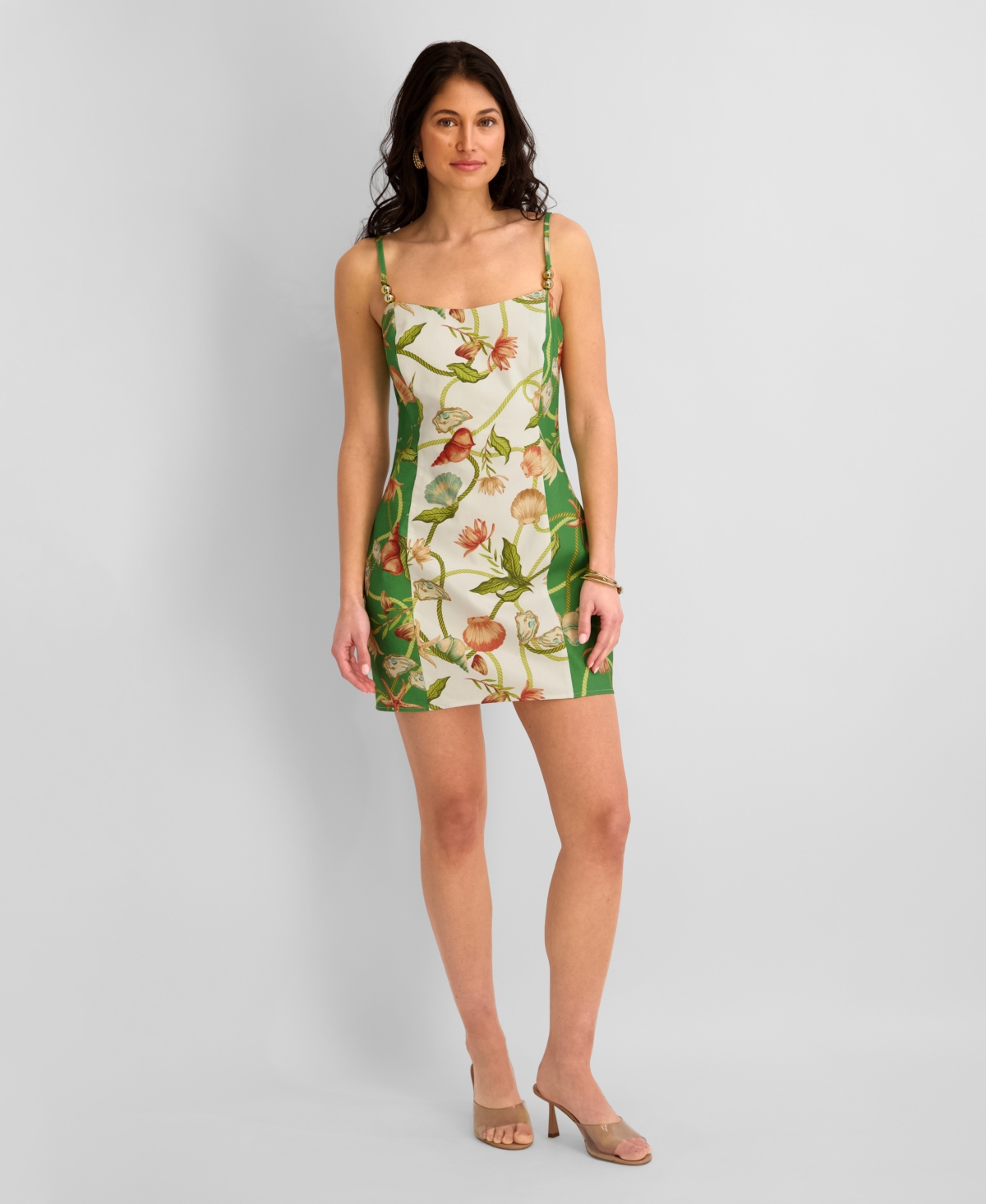 Click here for Siena Womens Printed Flax Woven Square Neck Short... prices