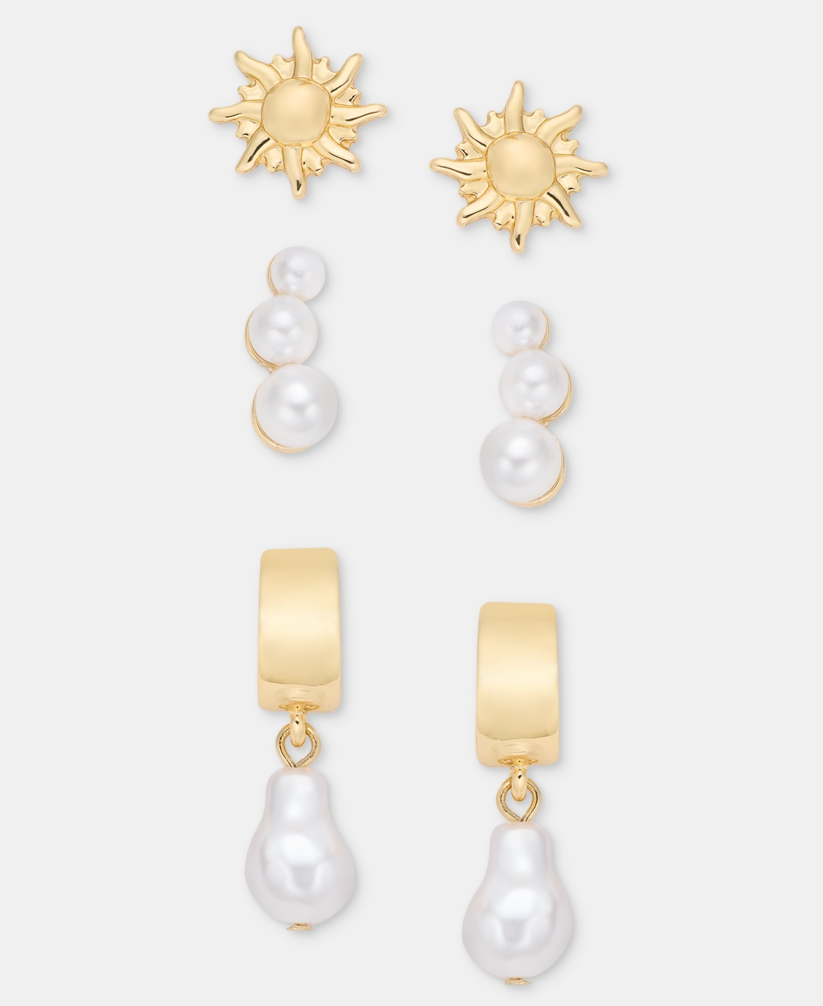 Click here for On 34th 3-Pc. Set Sun & Imitation Pearl Earrings... prices