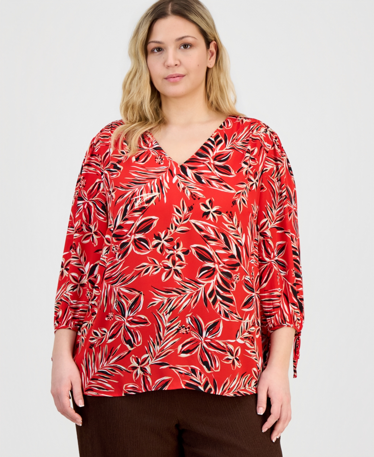 Click here for Anne Klein Essentials Plus Size V-Neck 3/4-Sleeve... prices