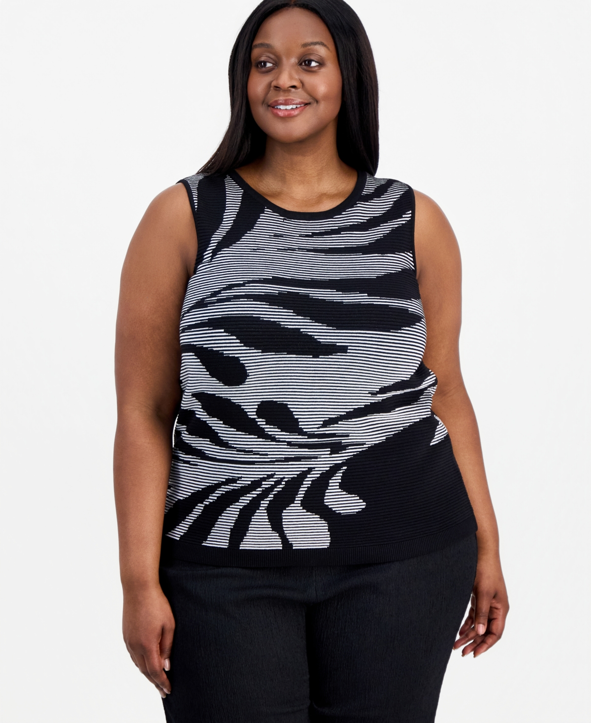 Click here for Anne Klein Plus Size Sweater Tank Top - Anne Black prices