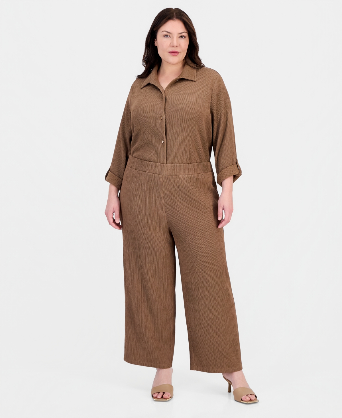 Click here for Anne Klein Plus Size Pull-On Wide-Leg Pants - Mush... prices