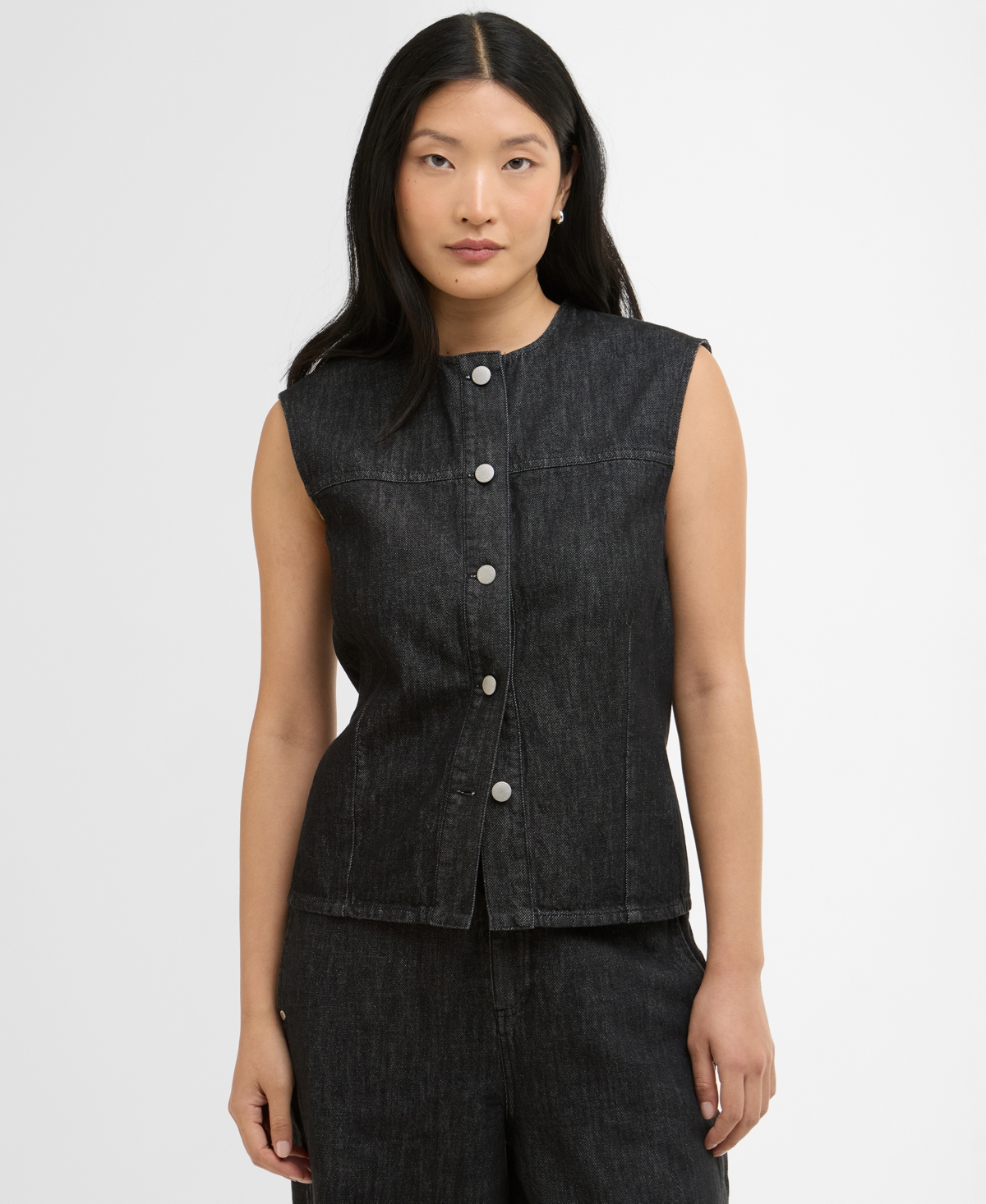 Click here for Barbour Womens Sleeveless Crewneck Myra Denim Shir... prices