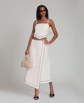 Click here for Avec Les Filles Womens Contrast Trim Scarf Top Asy... prices