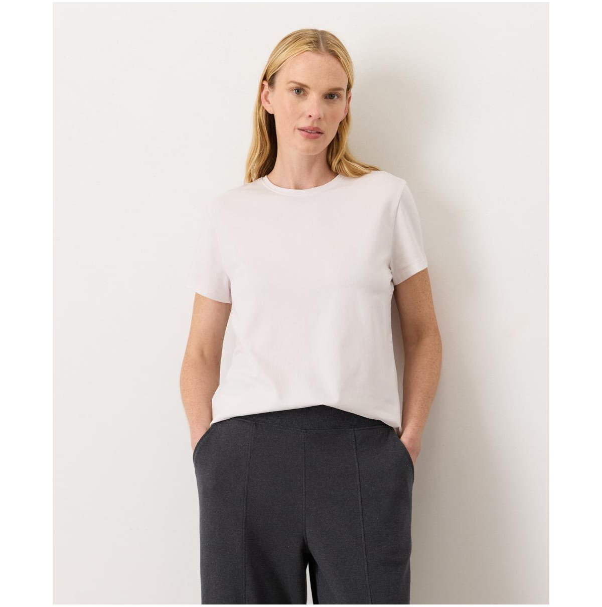 Click here for Pact Womens Luxe Signature Crewneck Tee - Cream prices