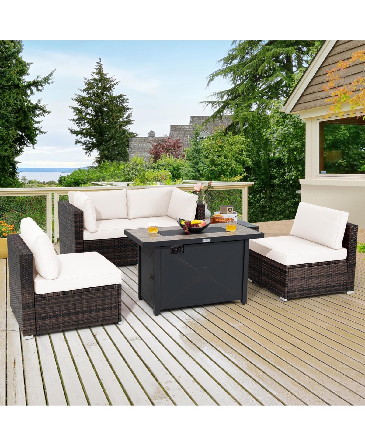 Click here for Costway 6PCS Patio Furniture Set Rattan Cushioned... prices
