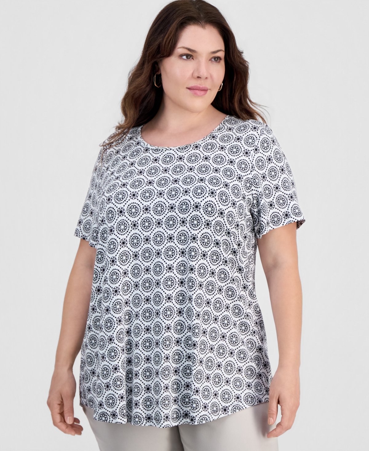 Click here for Jm Collection Plus Size Modern Tegola Scoop-Neck T... prices