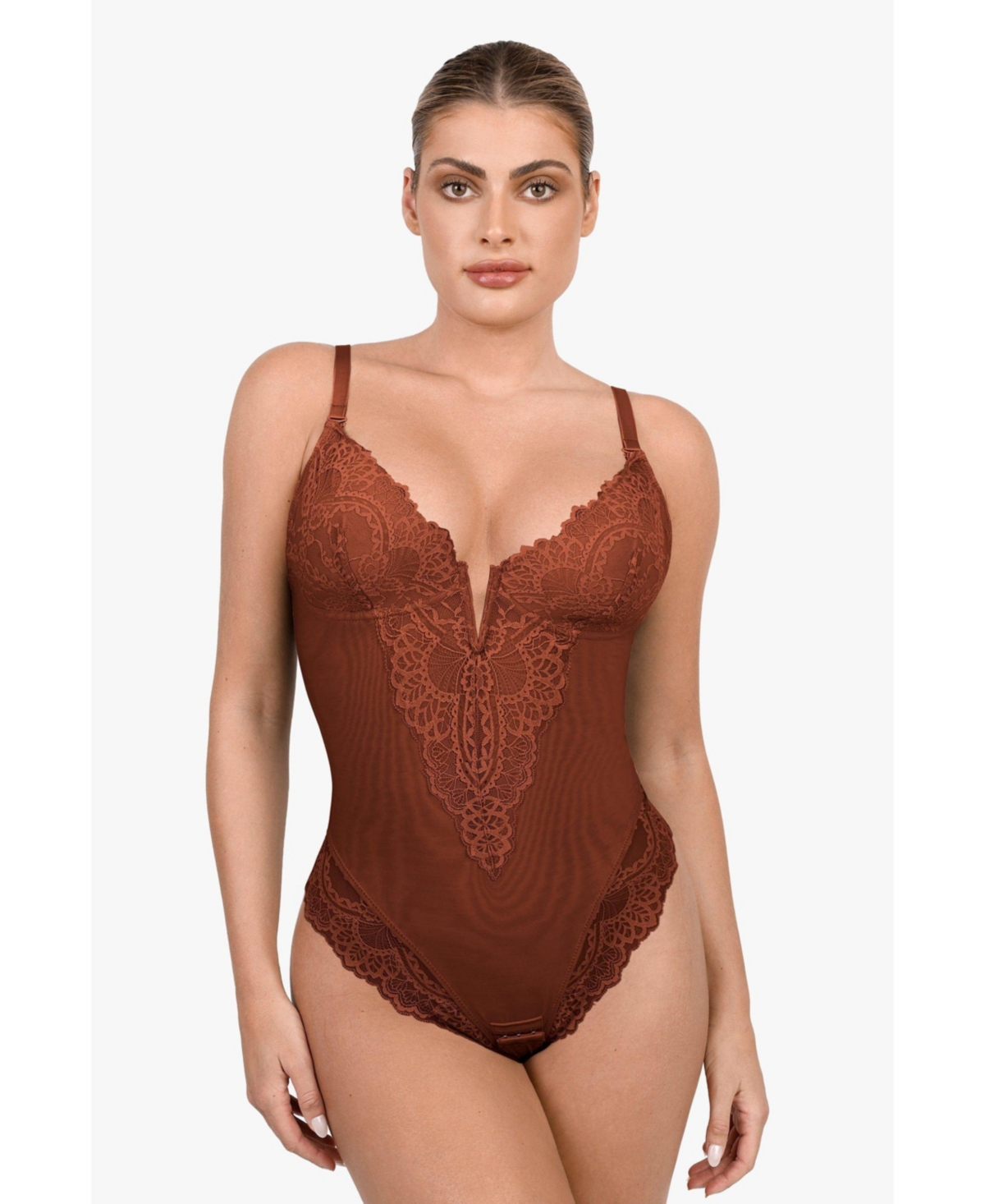 Click here for Popilush Womens Shapewear Lace Deep V-Neck Sculpti... prices