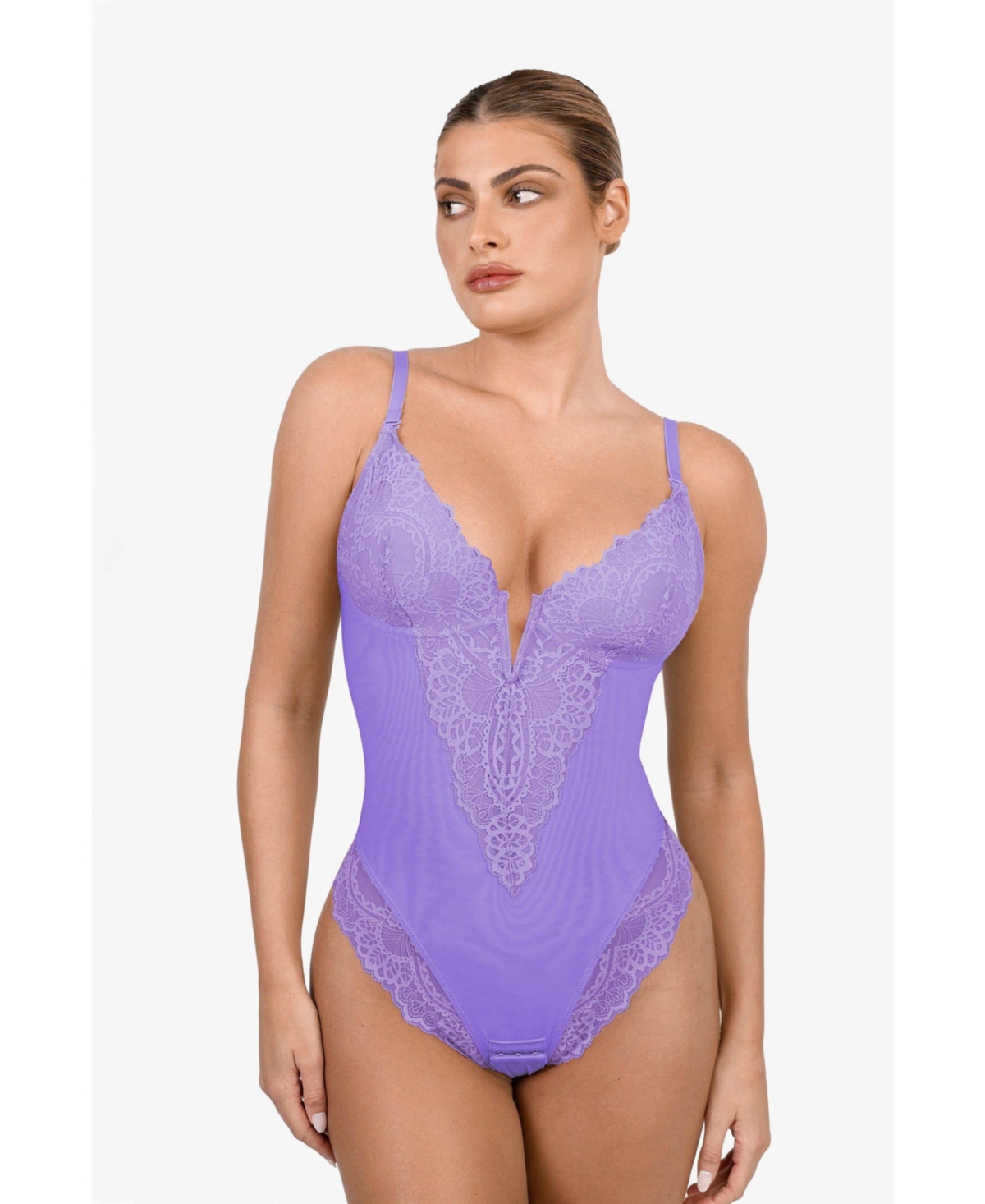 Click here for Popilush Womens Shapewear Lace Deep V-Neck Sculpti... prices