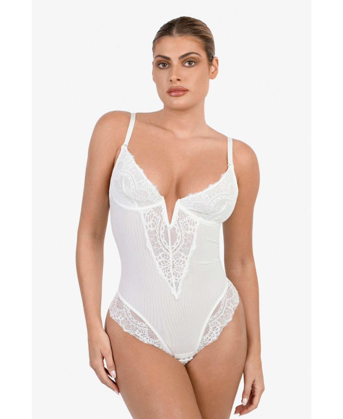 Click here for Popilush Womens Shapewear Lace Deep V-Neck Sculpti... prices