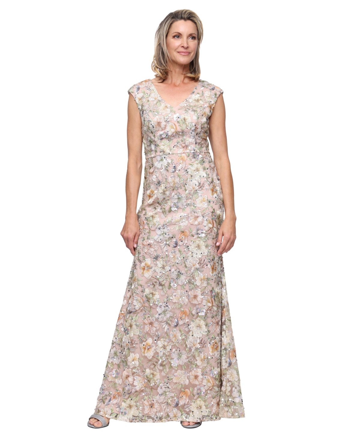 Click here for Alex Evenings Womens Sleeveless Embroidered Gown -... prices