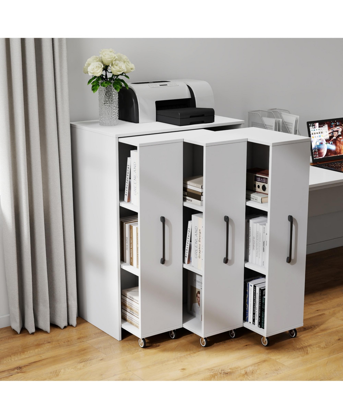Click here for Rainsken 3-Tier Rolling Bookcase with Pull-Out Doo... prices