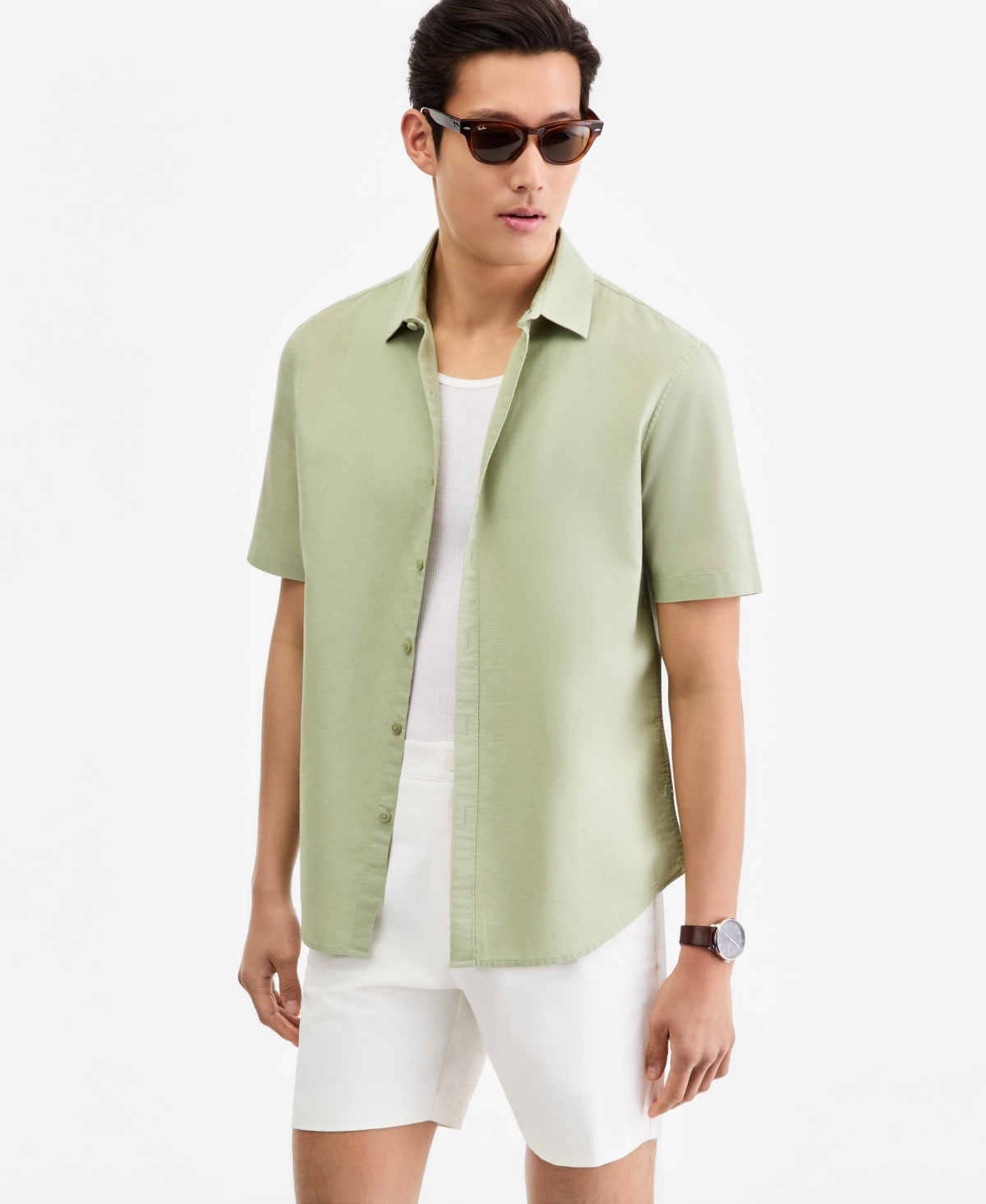 Click here for Alfani Mens Short-Sleeve Solid Textured Shirt  Cre... prices