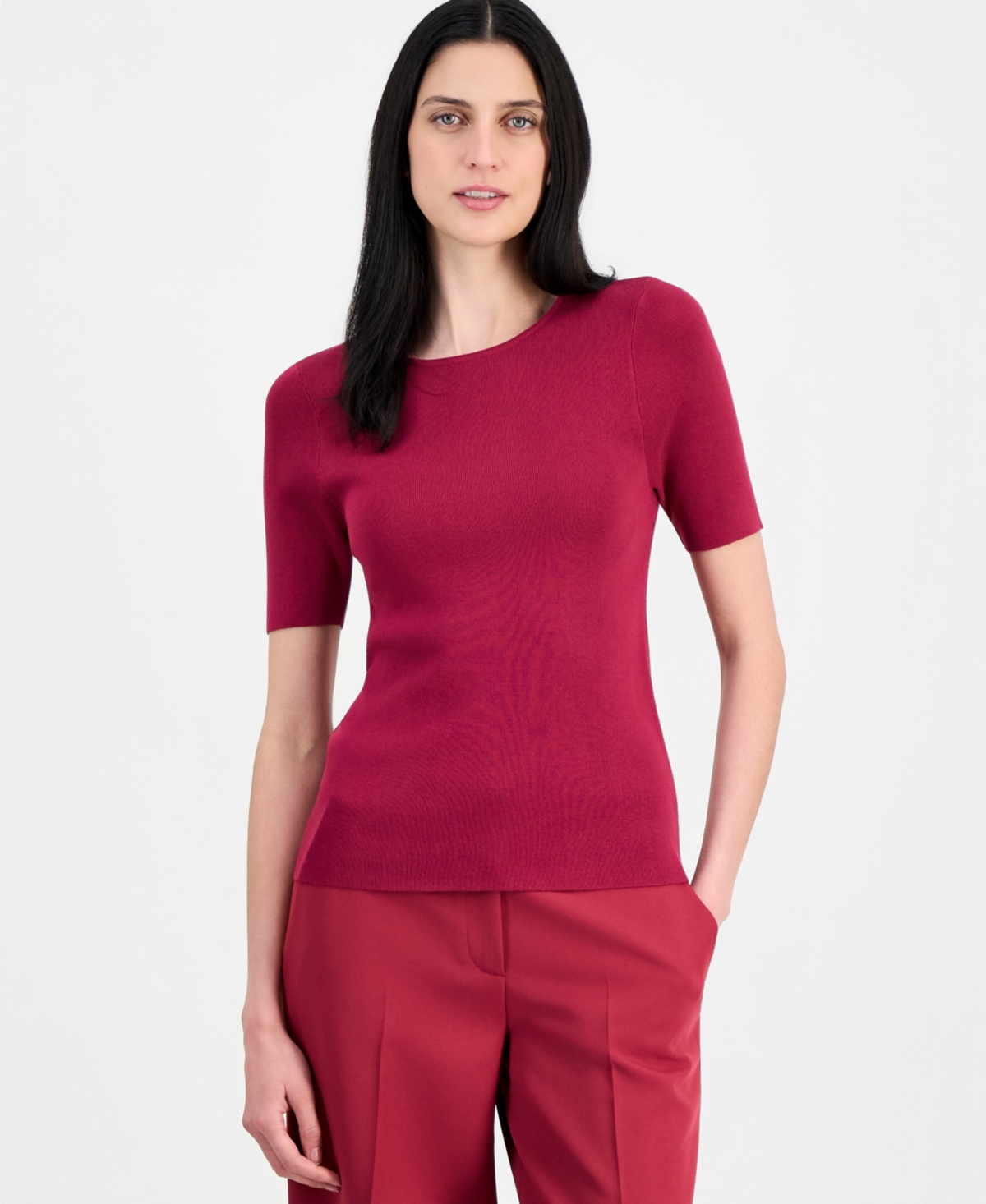 Click here for Tahari Asl Womens Short-Sleeve Sweater T-Shirt - B... prices
