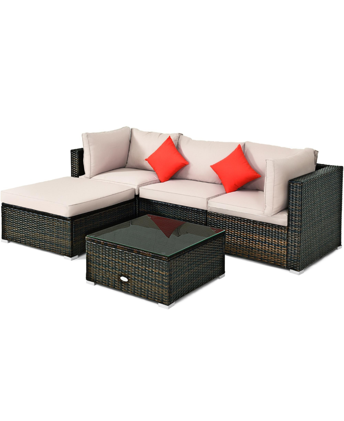 Click here for Gymax 5PCS Rattan Sectional Sofa Set Patio Furnitu... prices