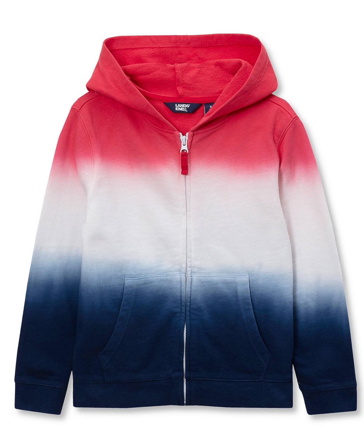 Click here for Lands End Boys Full Zip Hooded Sweatshirt - Red/wh... prices