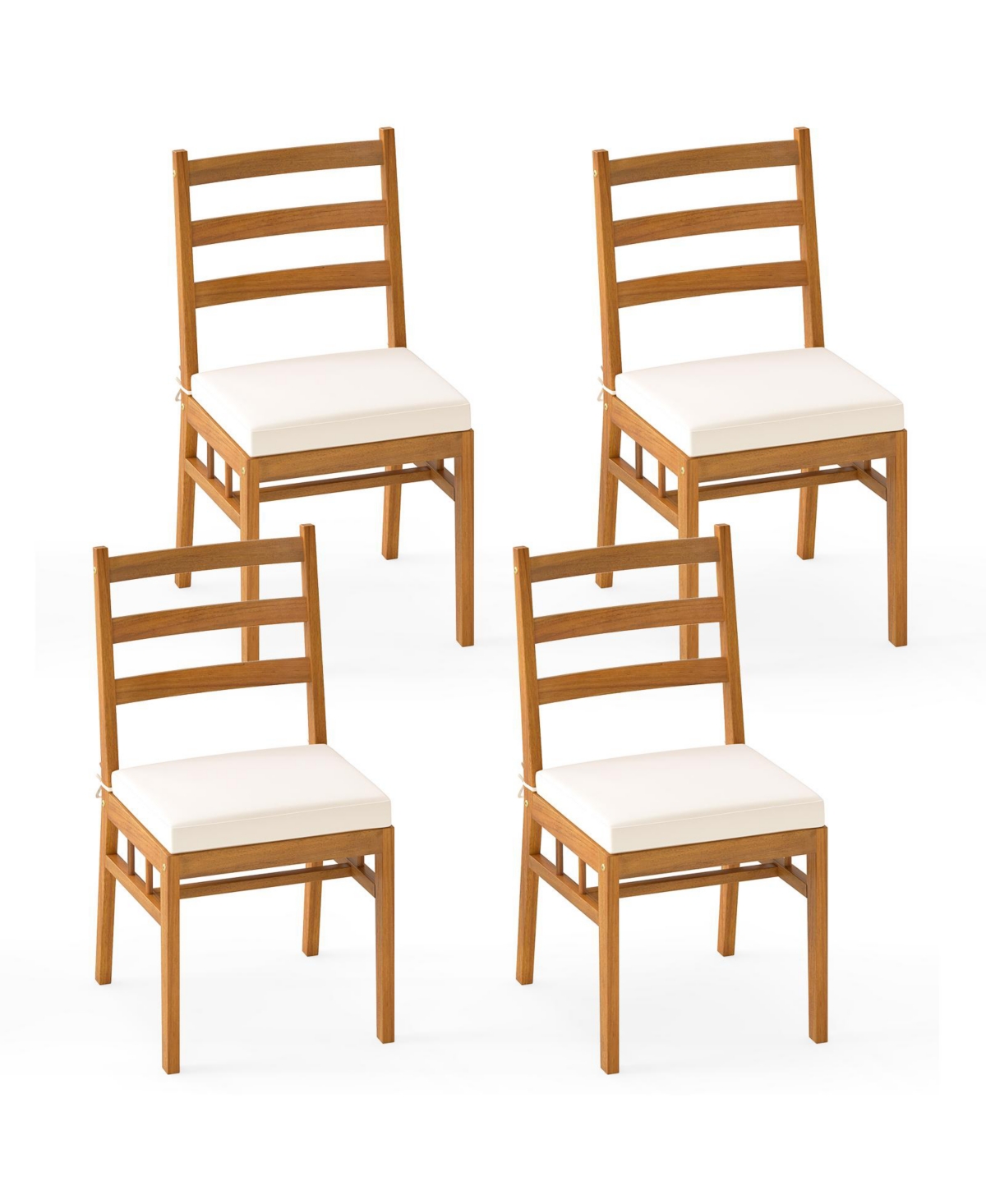 Click here for Gymax Solid Acacia Wood Patio Chair Set of 4 w/ Pa... prices