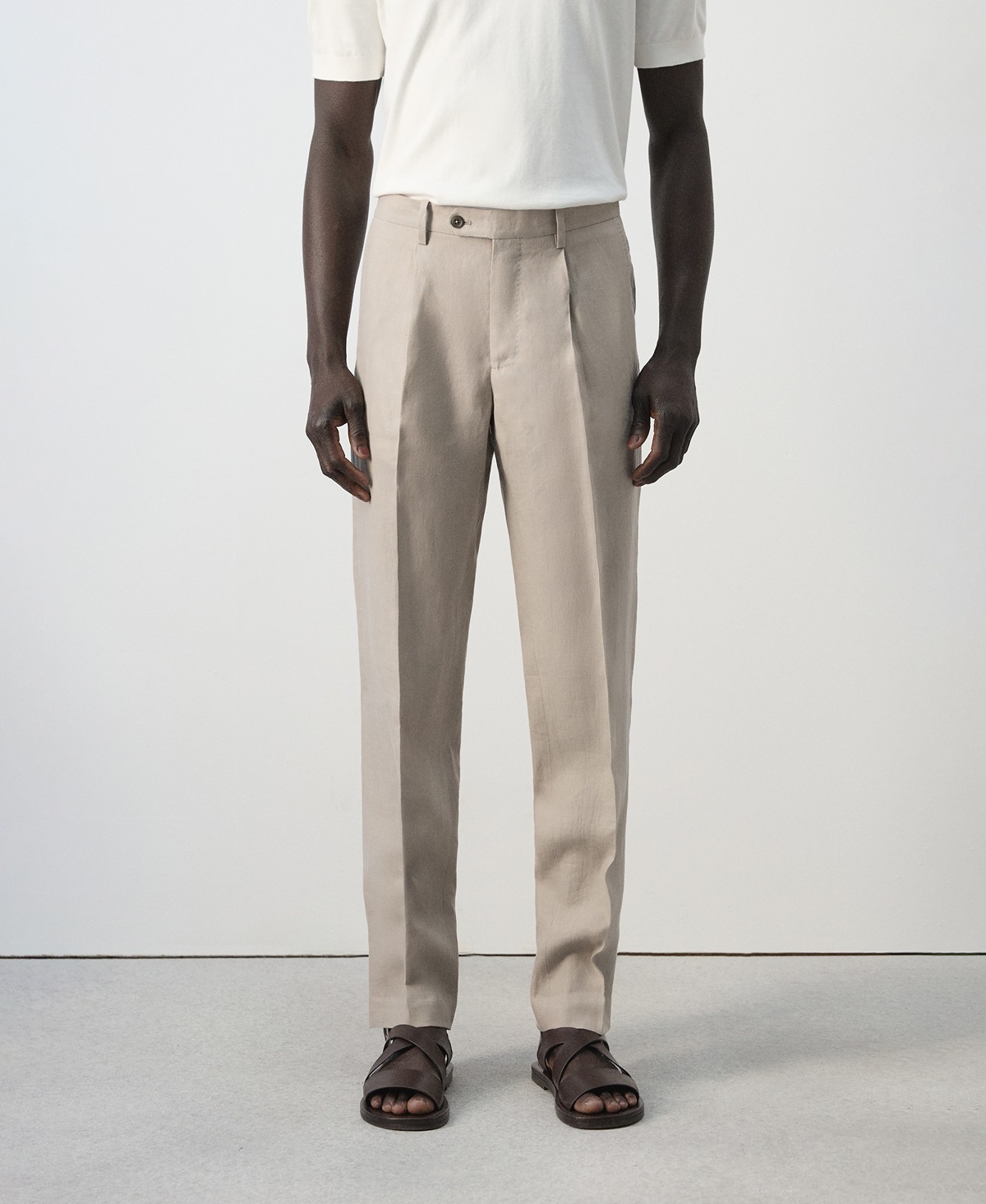 Click here for Mango Mens Amalfi Linen Slim-Fit Suit Pants - Beig... prices