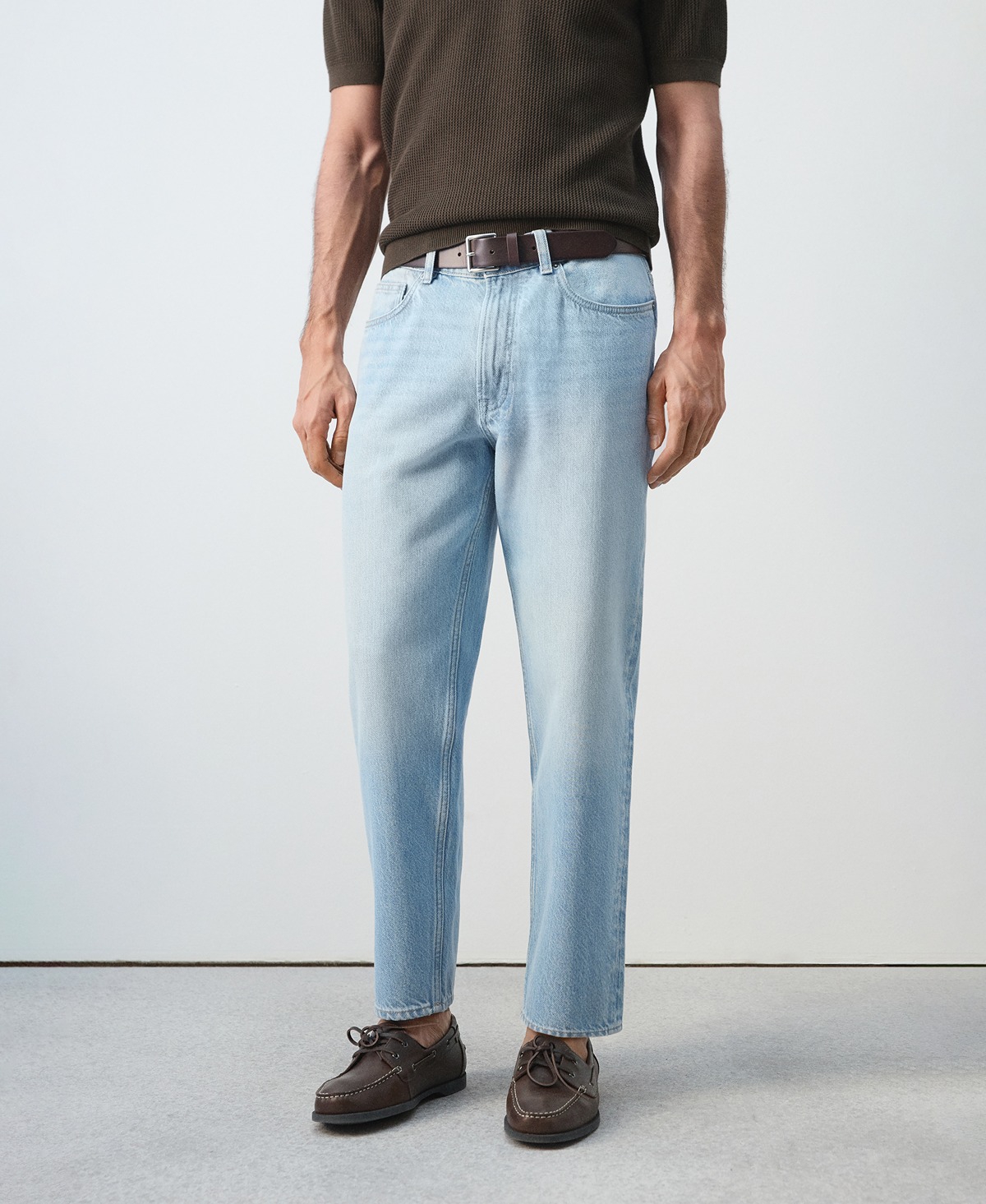 Click here for Mango Mens Sammy Cropped Carrot-Fit Jeans - Light... prices