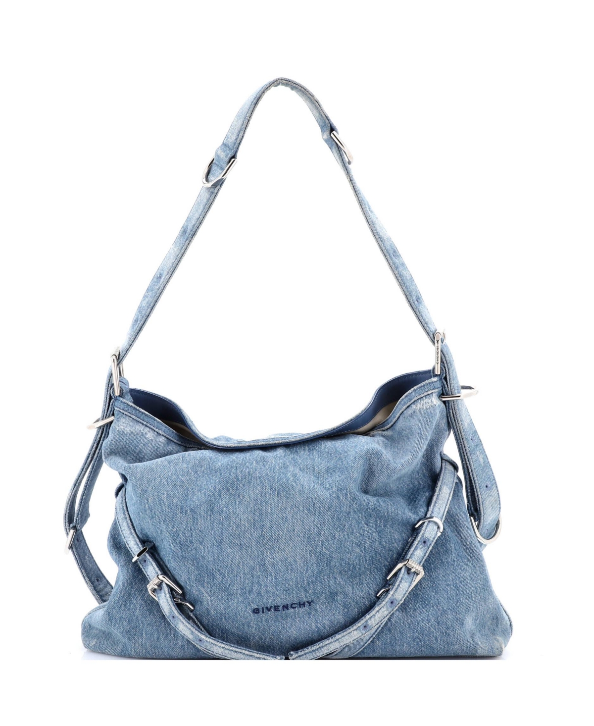 Click here for Pre-Owned Givenchy Medium Voyou Hobo Denim - Blue prices