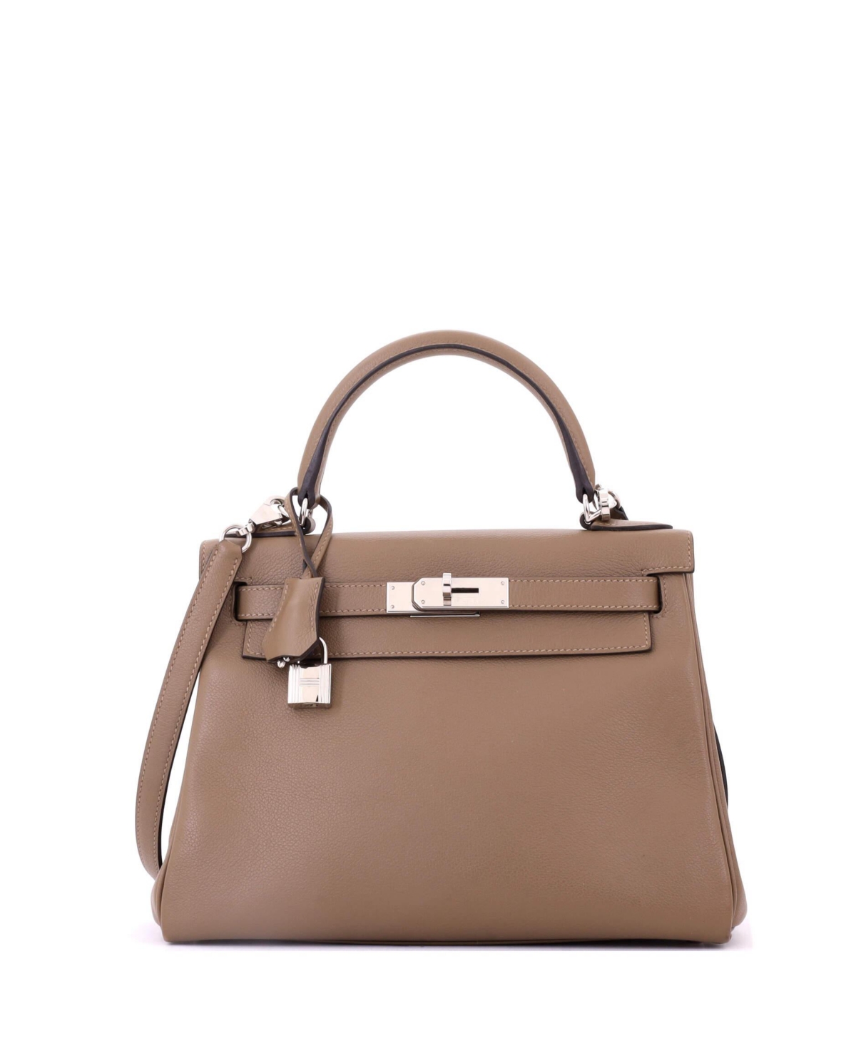 Click here for Pre-Owned HERMES Kelly 28 Handbag Brown Evercolor... prices